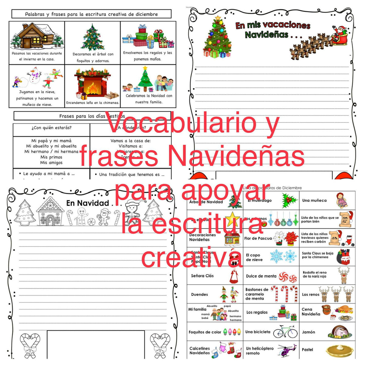 Actividades de Navidad Escritura y Matemáticas K-3 Para un programa Du ...