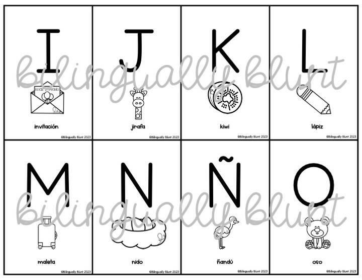 Spanish Alphabet Flashcards - Black and White – Bilingual Marketplace