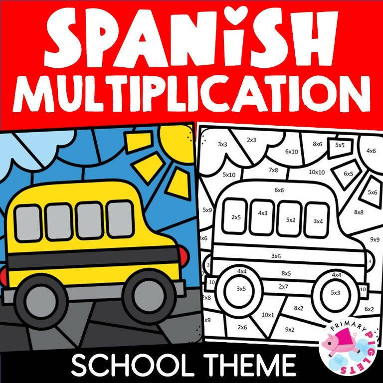 Spanish Back to School Color by Number Multiplication Facts Back to Sc ...