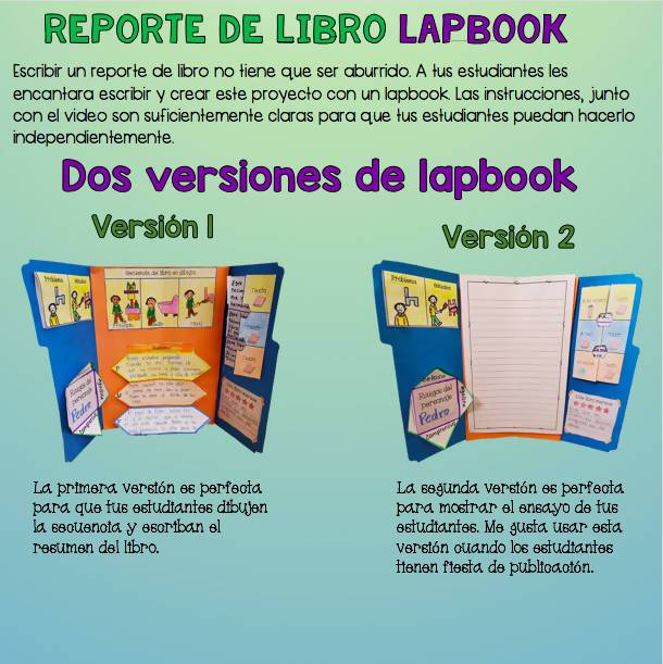 Book report- Lapbook- Reporte del libro- Spanish and English ...