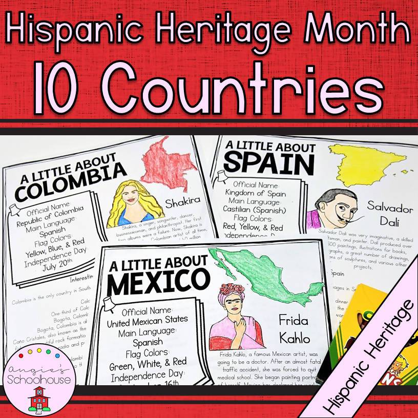 Hispanic Heritage Month- 10 Countries and their Flags – Bilingual ...