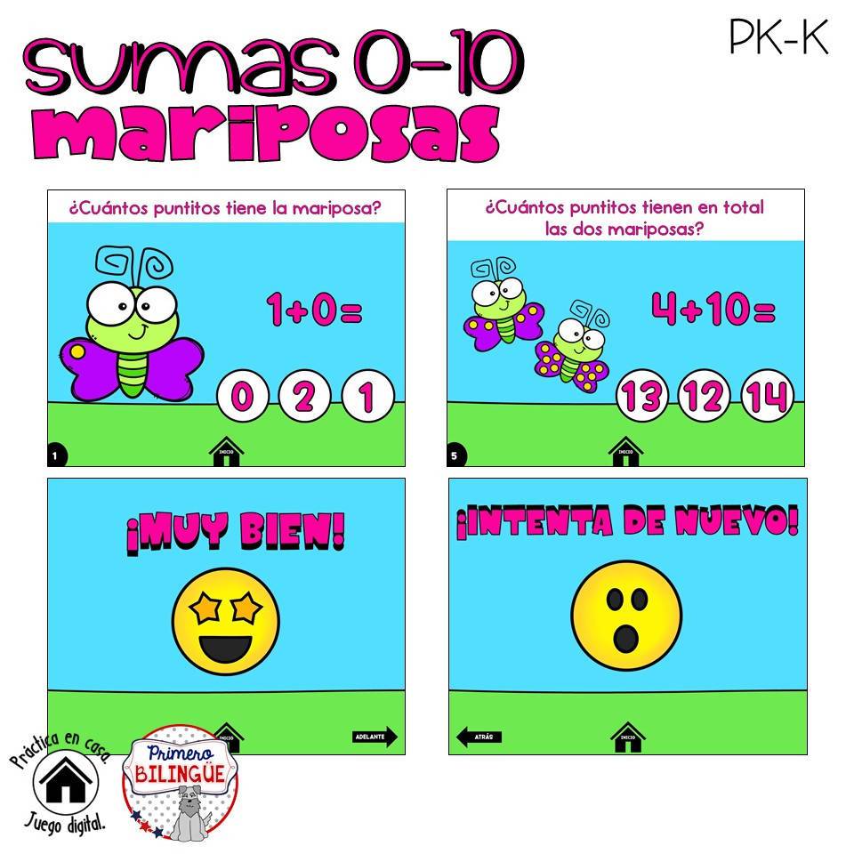 sumas 1-20 (contar y sumar) mariposas – Bilingual Marketplace