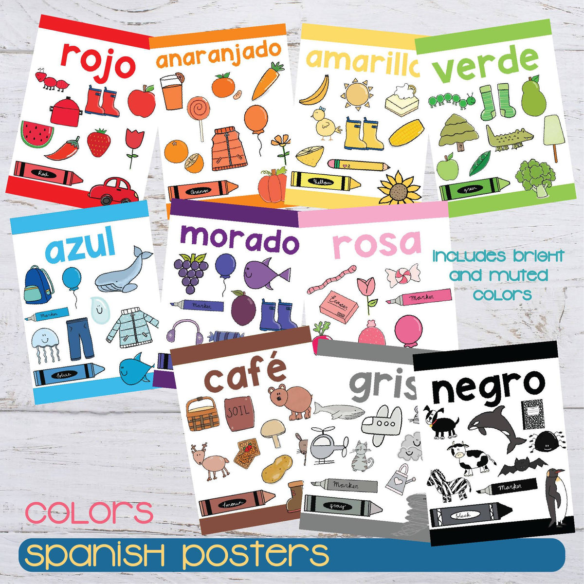 Los Colores Posters – Bilingual Marketplace