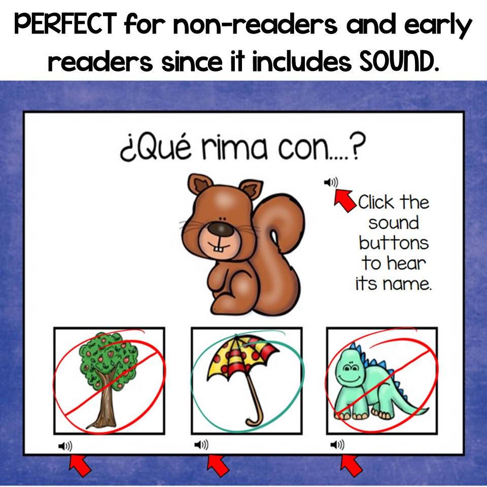 BOOM CARDS-Rhyming in Spanish (Distance Learning) – Bilingual Marketplace