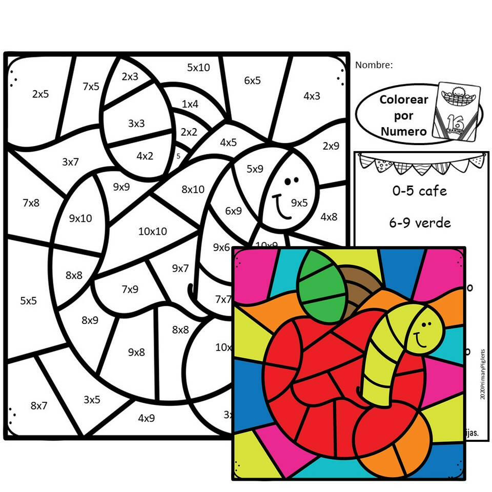 Spanish Back to School Color by Number Multiplication Facts Back to Sc ...