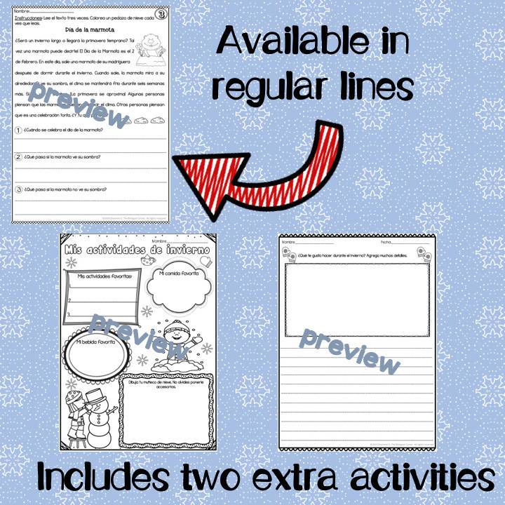 reading comprehension in Spanish- Comprension de lectura- invierno ...