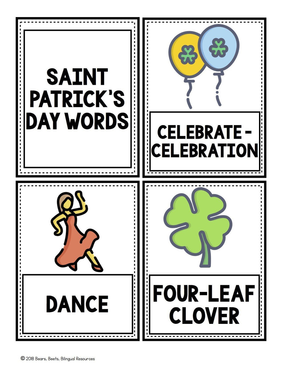 Bilingual St. Patrick's Word Cards – Bilingual Marketplace