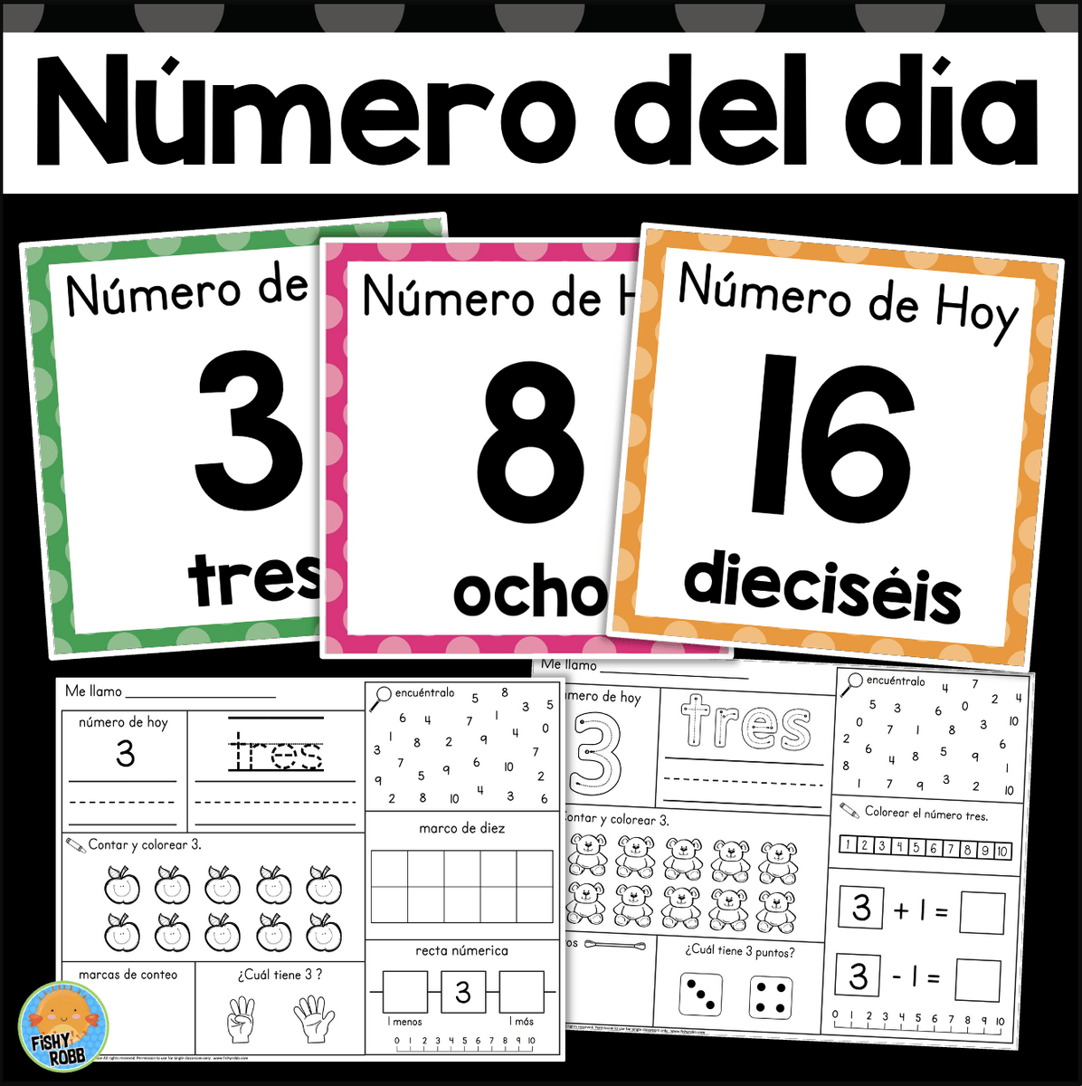 Número del Día Kindergarten Number of the Day Worksheets Numbers 1 to ...