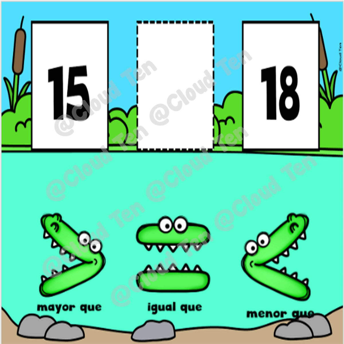 Comparar numeros con cocodrilos en Google Slides™ – Bilingual Marketplace