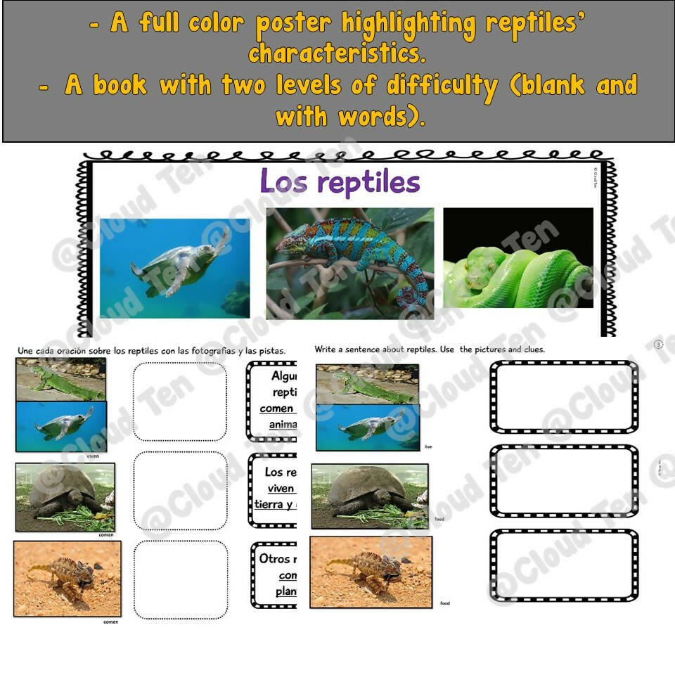 Los reptiles in Google Slides™ – Bilingual Marketplace