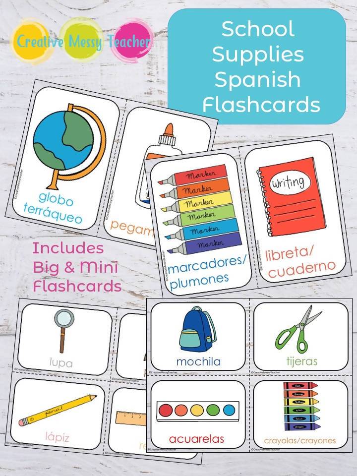 School Supplies Spanish Flashcards - El Material Escolar Flashcards ...