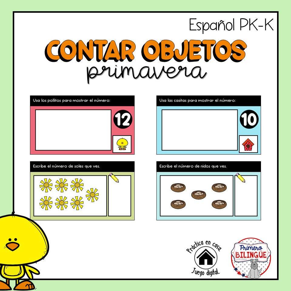Números 1-20/ primavera TEKS K.2B – Bilingual Marketplace