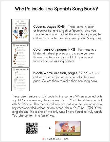 Traditional Spanish Song Book with QR Codes – Bilingual Marketplace