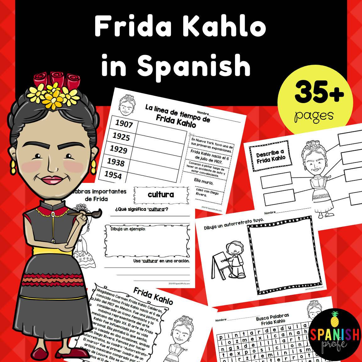 Frida Kahlo in Spanish (Actividades Frida Kahlo) – Bilingual Marketplace