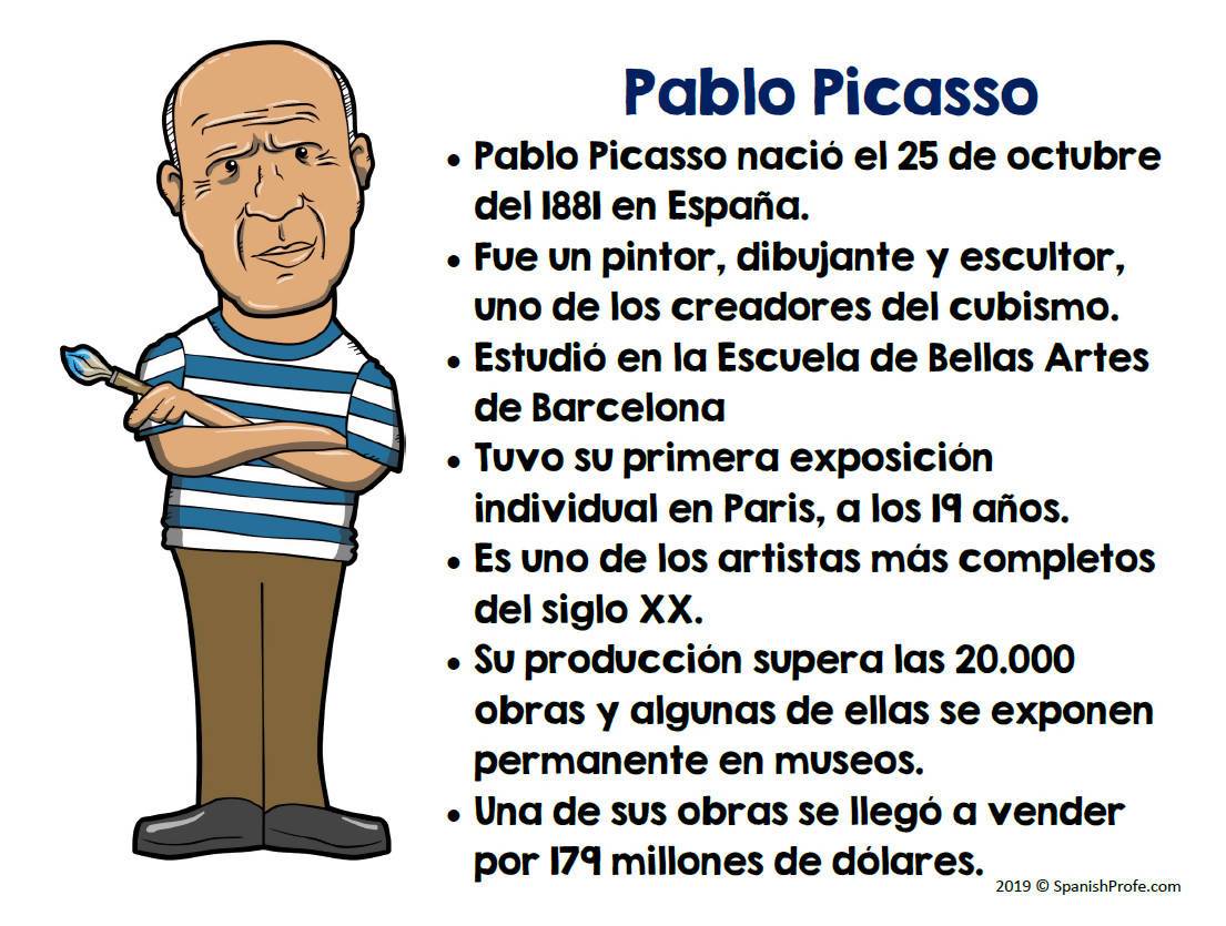 Pablo Picasso in Spanish (Actividades y escritura Pablo Picasso ...