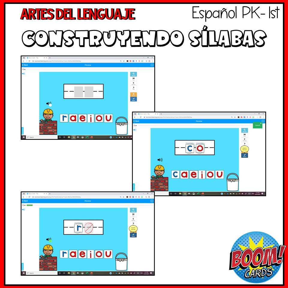 Construir sílabas con t, d, r, c Boom Cards – Bilingual Marketplace