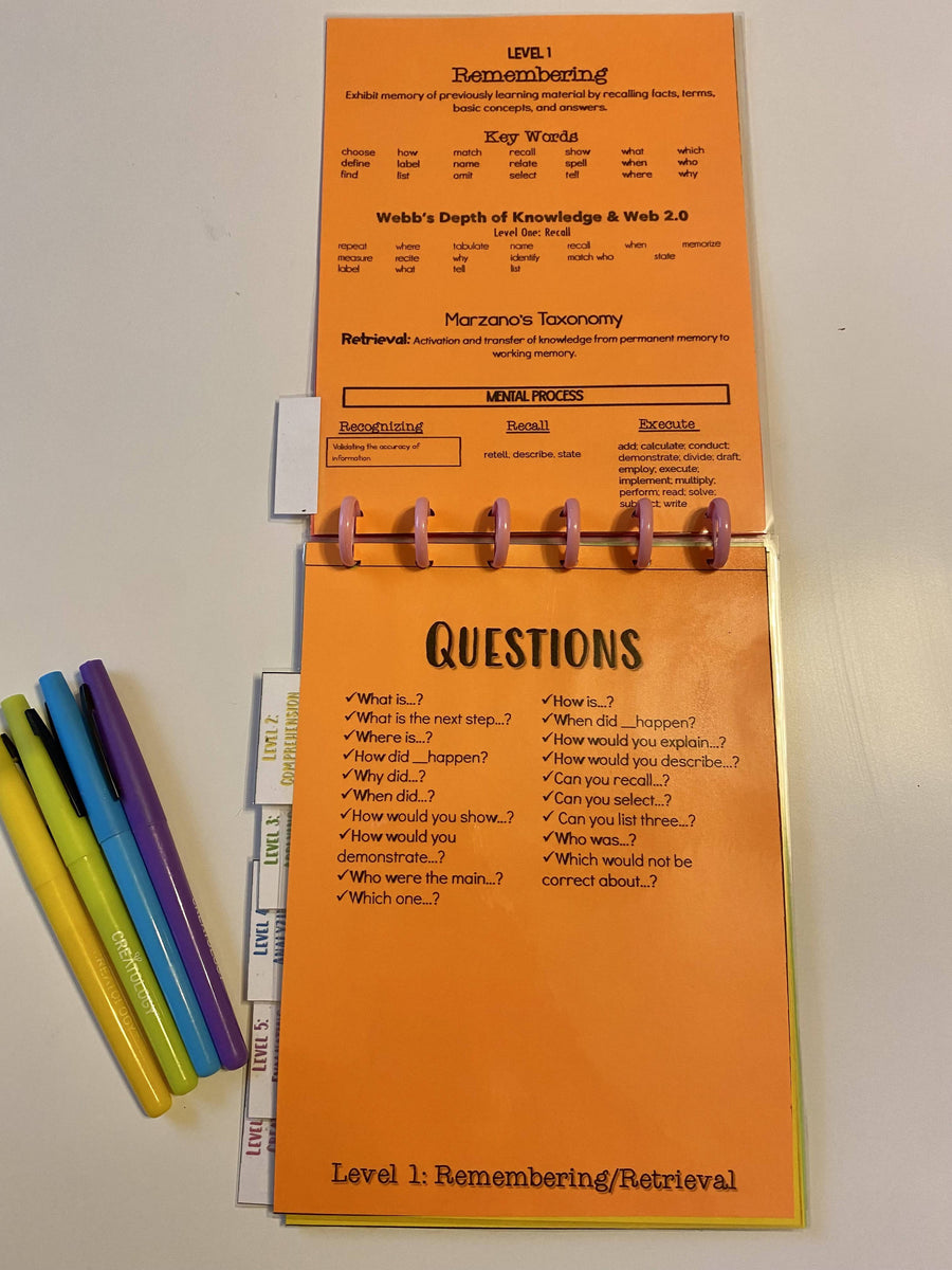 Bloom's & Marzano's Taxonomy + Webb's Depth of Knowledge Flipbook ...