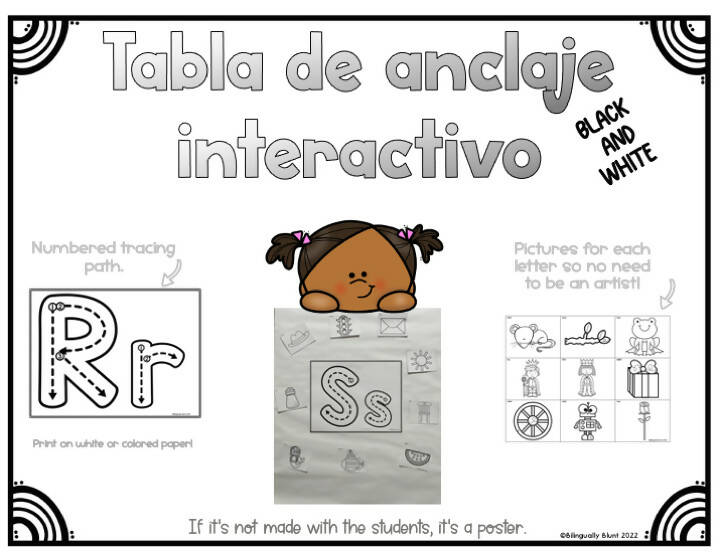 Tabla de anclaje interactivo – Spanish Alphabet Interactive Anchor Cha ...
