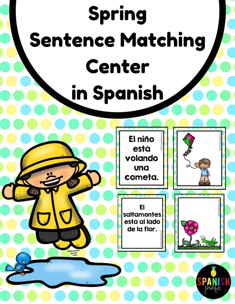 Spring Sentence Matching Center in Spanish (Centros de emparejar oraci ...