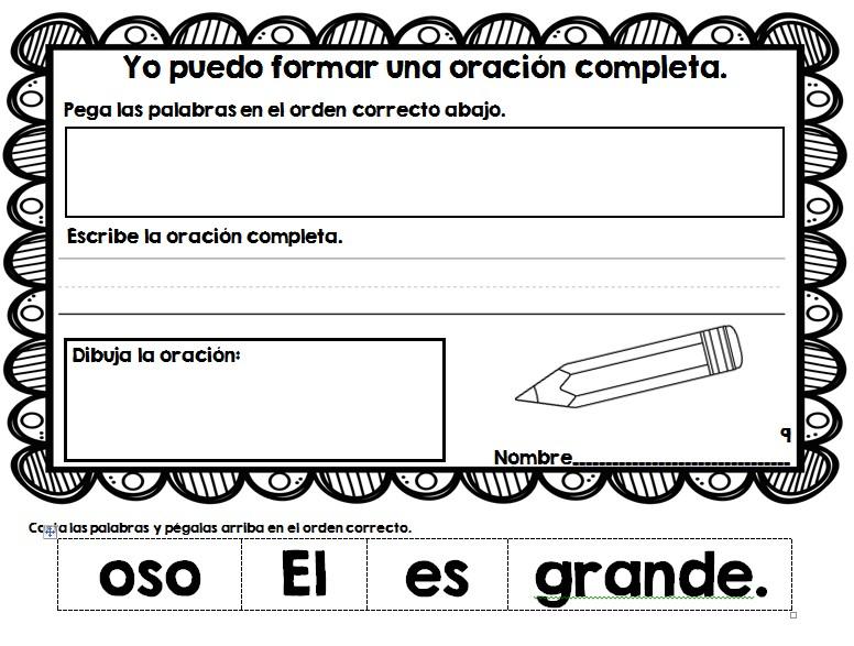 Oraciones mezcladas. (Mixed up Sentences in Spanish)- Scrambled/ Revue ...