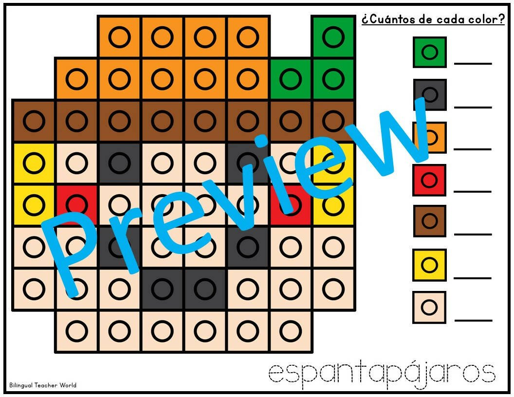 Spanish Autumn Counting Cube Building Mats – Bilingual Marketplace