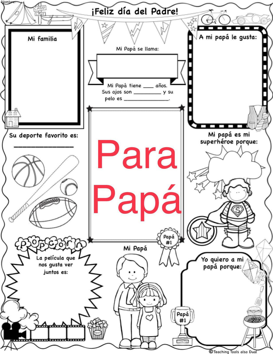 Feliz día del Padre - Happy Father's Day Activities Dual Spanish & Eng ...