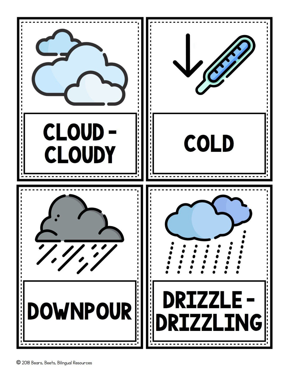 Bilingual Weather Word Cards – Bilingual Marketplace