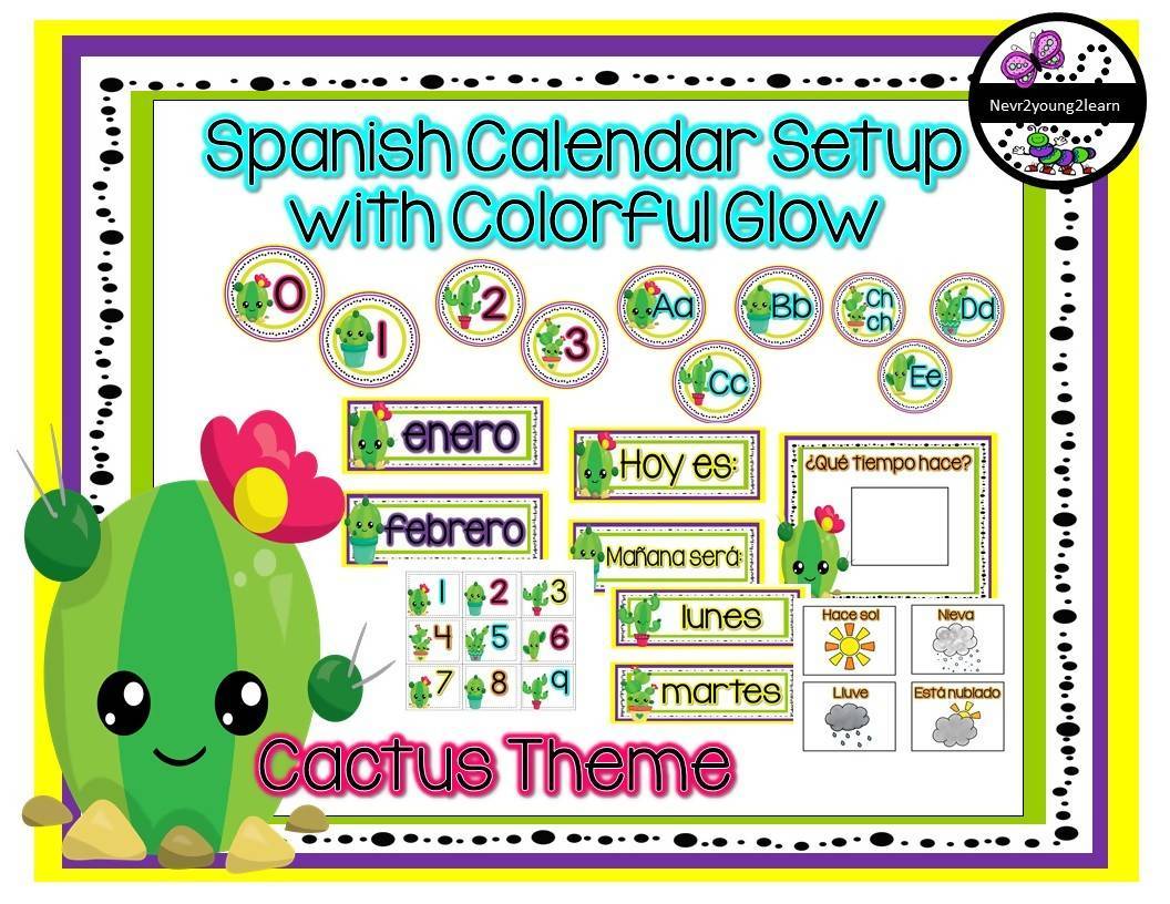 Spanish Calendar Setup with Colorful Glow – Bilingual Marketplace