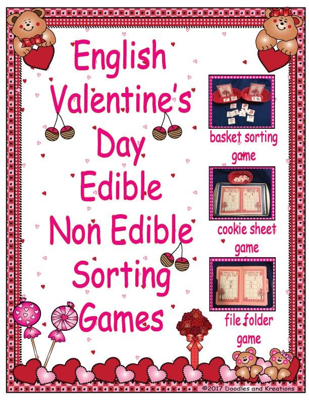 English Valentine's Day Edible and Non Edible Sorting Games – Bilingual ...