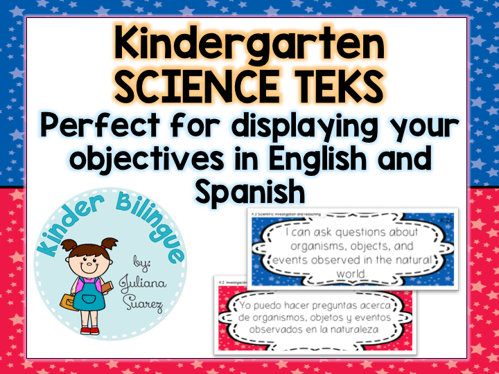 Kindergarten SCIENCE TEKS cards in English and Spanish – Bilingual ...