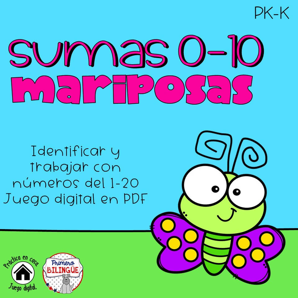 sumas 1-20 (contar y sumar) mariposas – Bilingual Marketplace