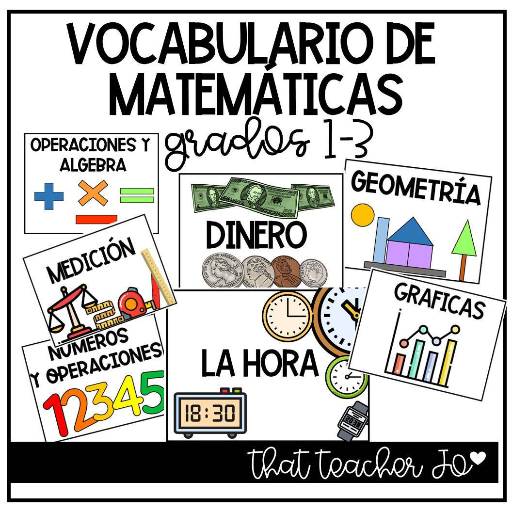 Vocabulario de Matematicas - Grados 1-3 – Bilingual Marketplace