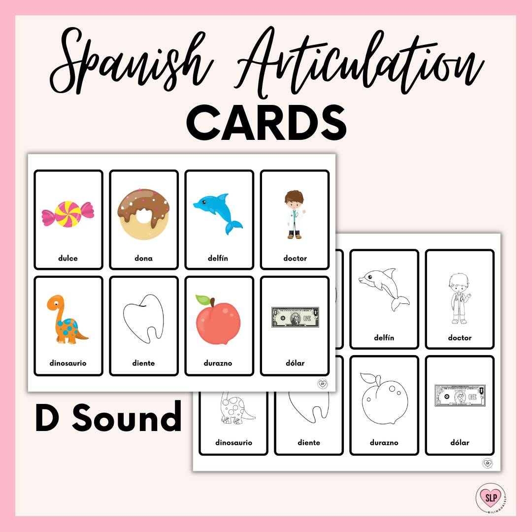 D Sound Spanish Articulation Printable Cards for Speech Therapy ...