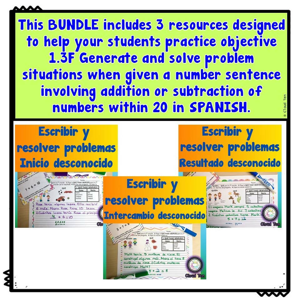 Escribir y resolver problemas Bundle – Bilingual Marketplace