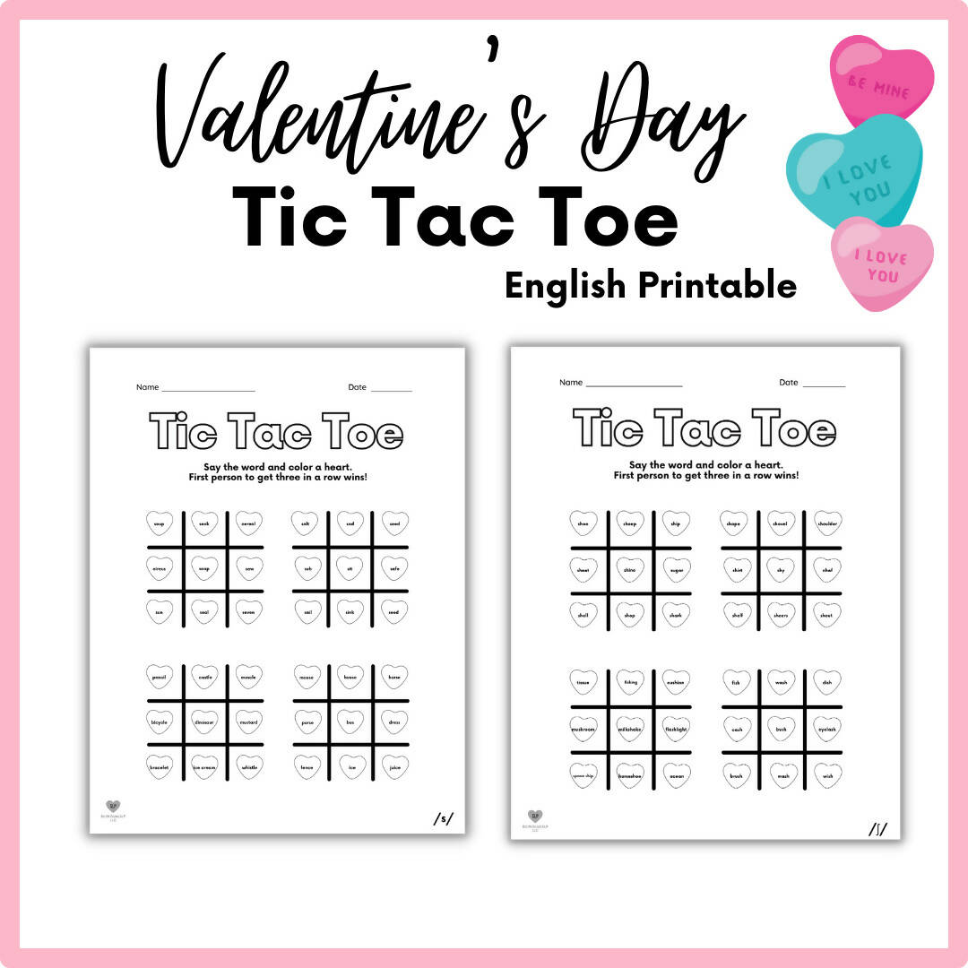 Speech Therapy Articulation Valentine's Day Tic-Tac-Toe Printable ...