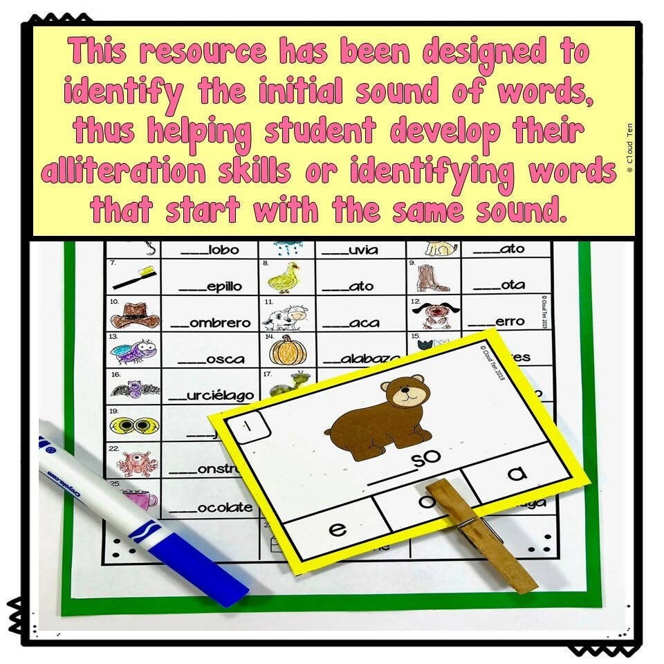 Sonido Inicial task cards – Bilingual Marketplace