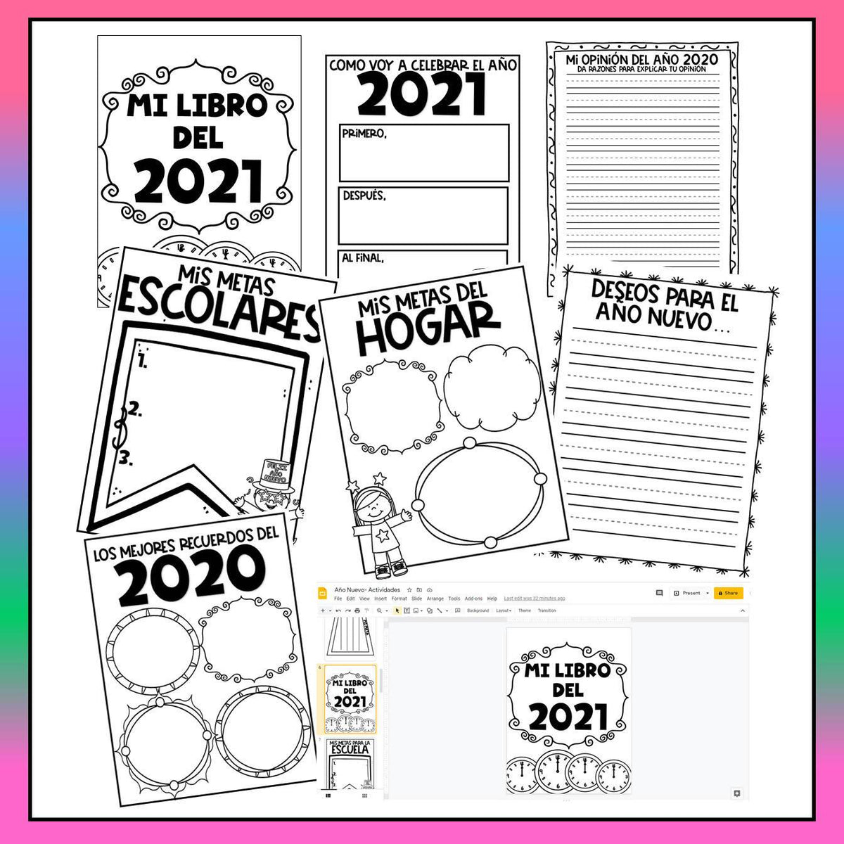 Actividades para el año nuevo ! Digital e imprimible – Bilingual ...