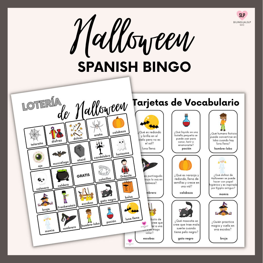 Halloween Spanish BINGO for Speech Therapy – Bilingual Marketplace