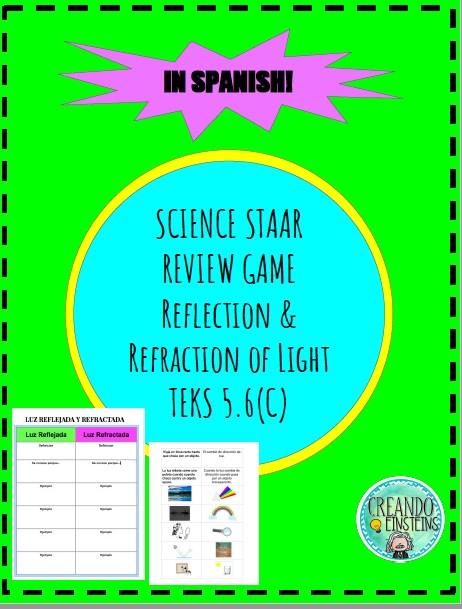 Reflection and Refraction Sort Science STAAR 5th grade – Bilingual ...