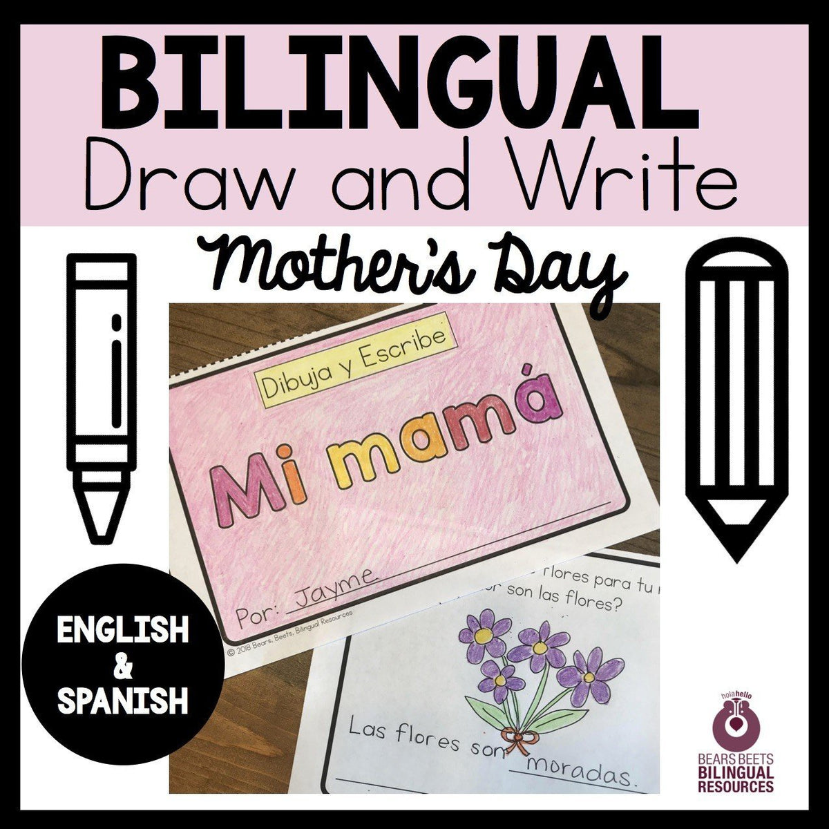Bilingual Mother's Day Draw & Write Book with Word Cards – Bilingual ...