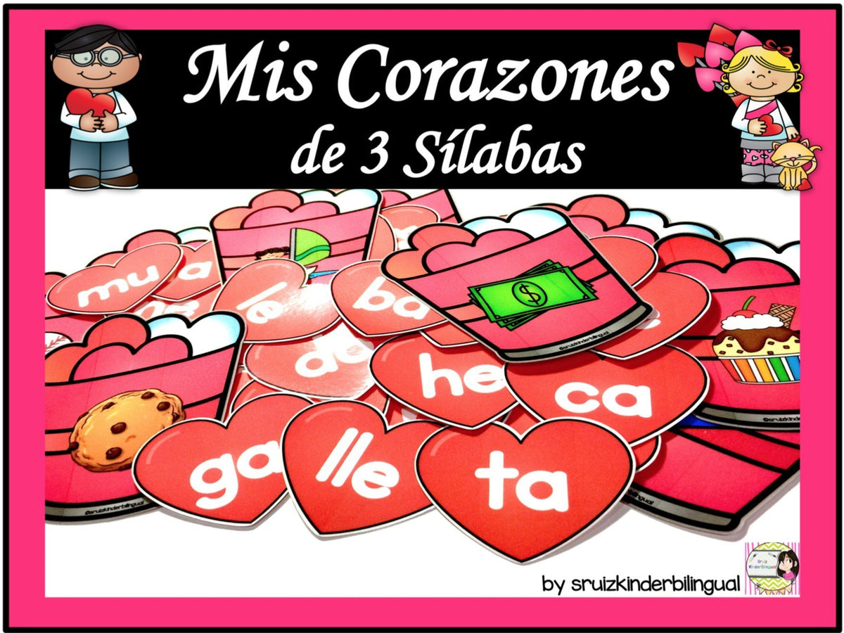 Mis Corazones de 3 Sílabas ~ Construir Palabras – Bilingual Marketplace