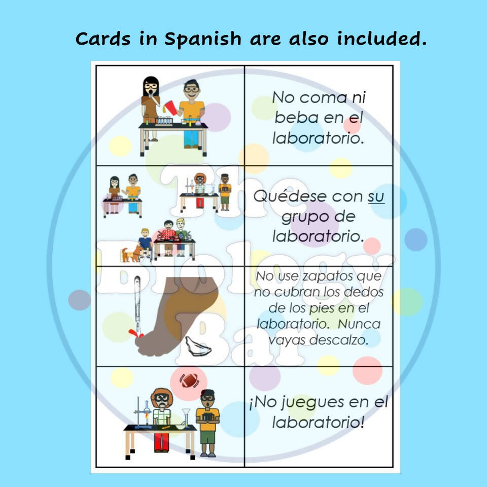Lab Safety Rules Matching Cards – Bilingual Marketplace
