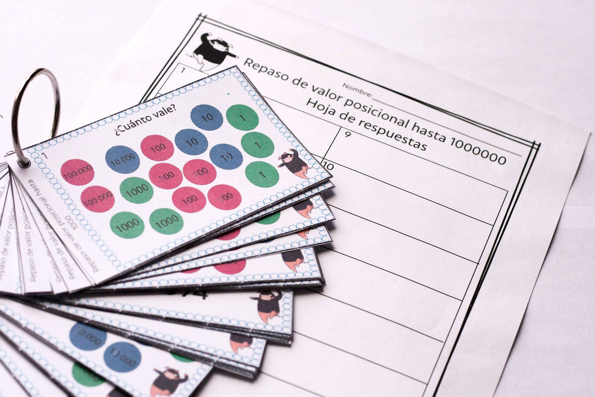Tarjetas de repaso del valor posicional: Nivel 3 (Place Value Review T ...
