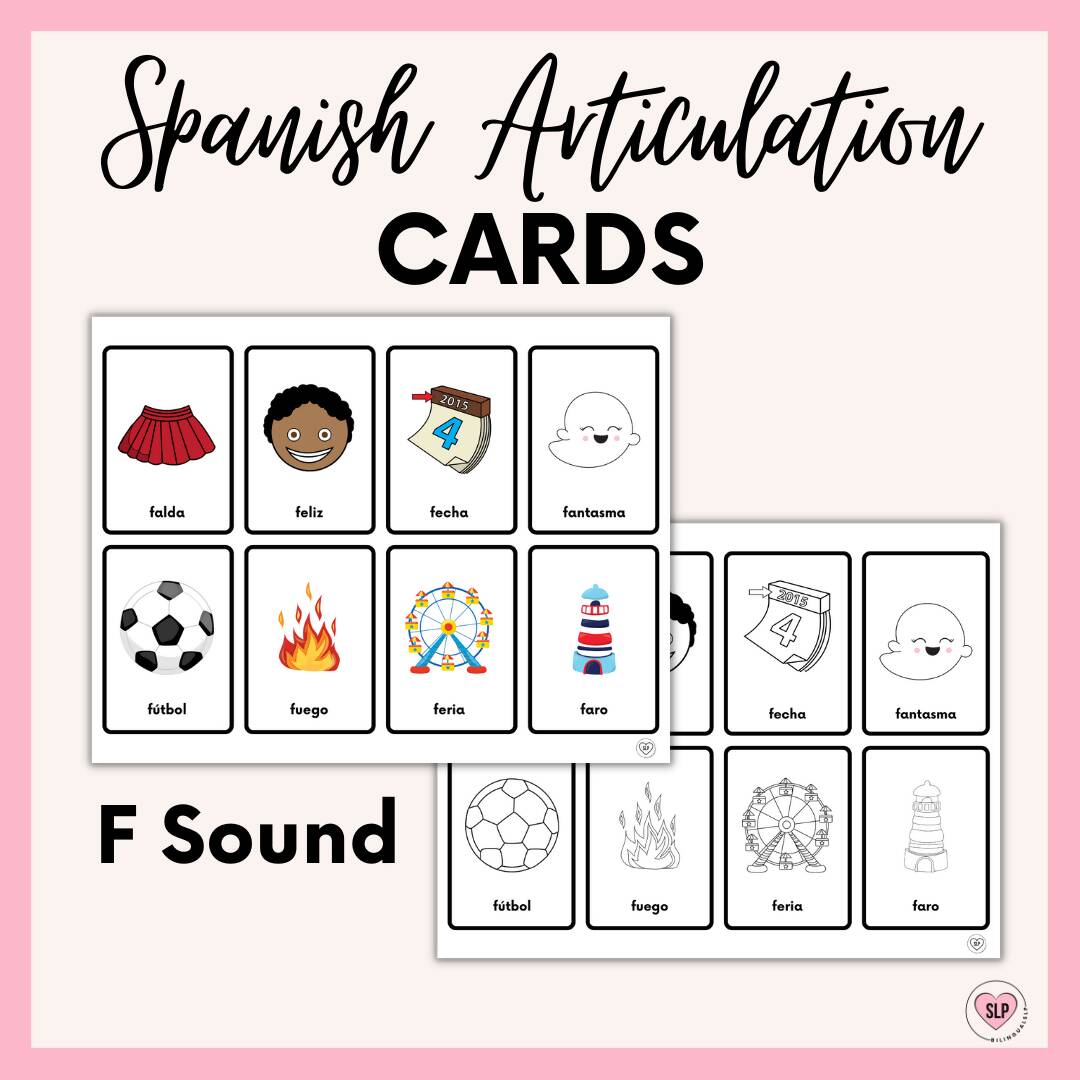 F Sound Spanish Articulation Cards for Speech Therapy – Bilingual ...
