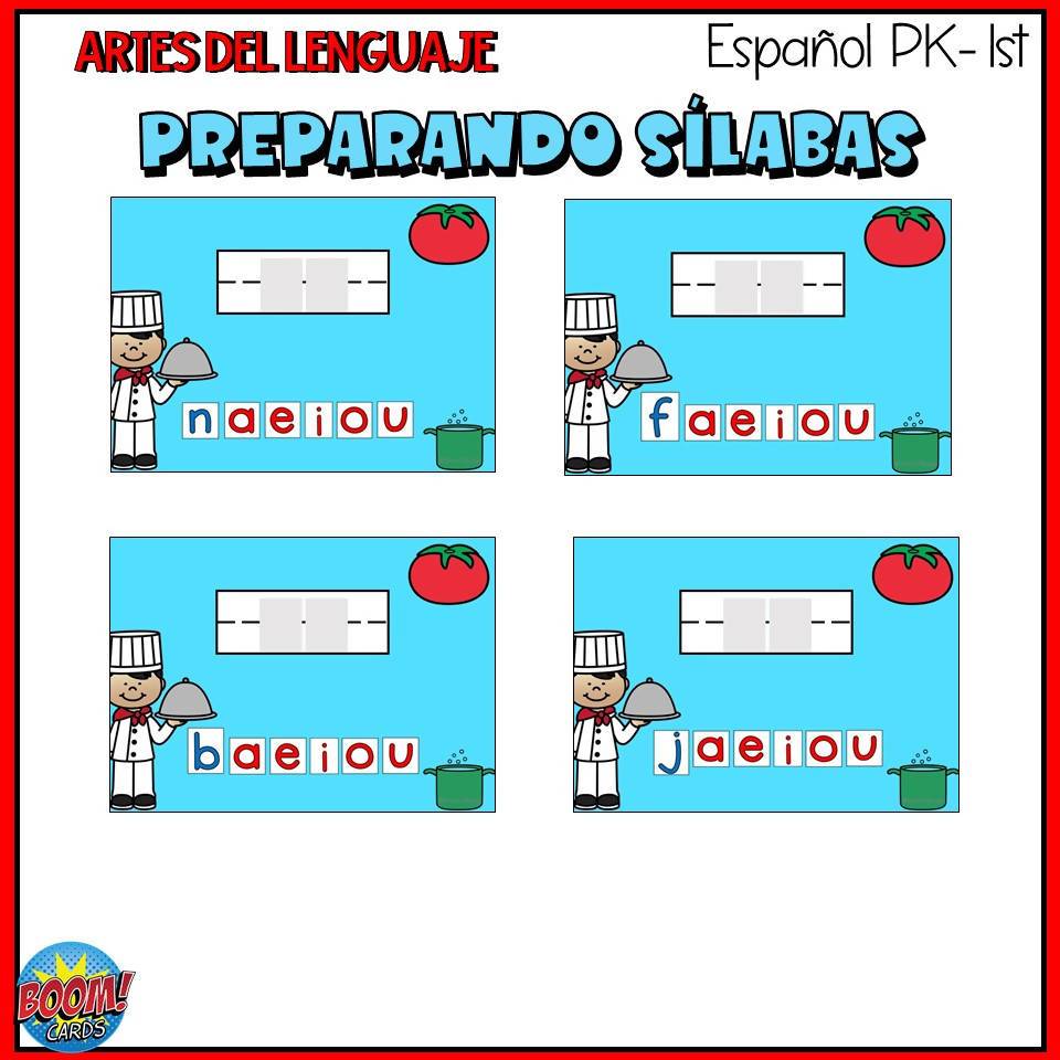 Preparar sílabas con n, f, b, j Boom Cards – Bilingual Marketplace