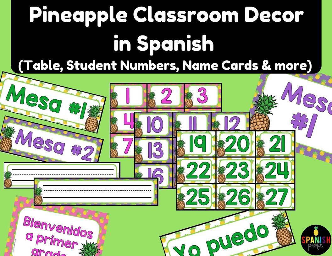 Pineapple Decor in Spanish (Decoraciones del salon Piña) – Bilingual ...