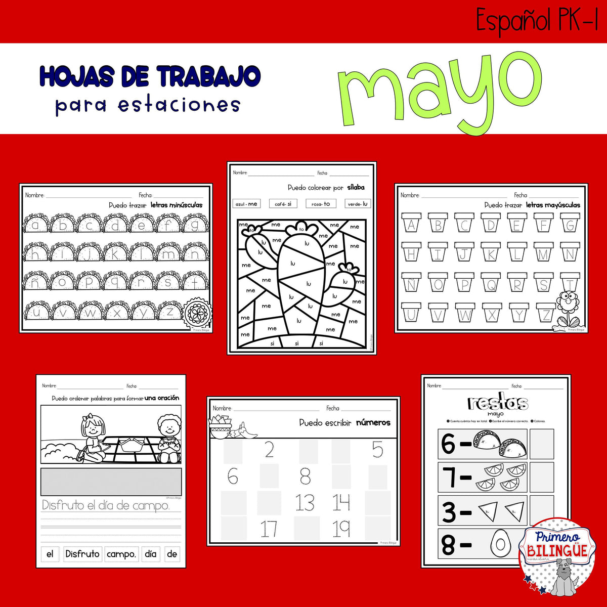 Hojas de trabajo para imprimir MAYO – Bilingual Marketplace
