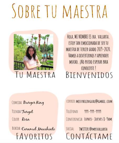Conocer a tu maestra / Meet the Teacher – Bilingual Marketplace