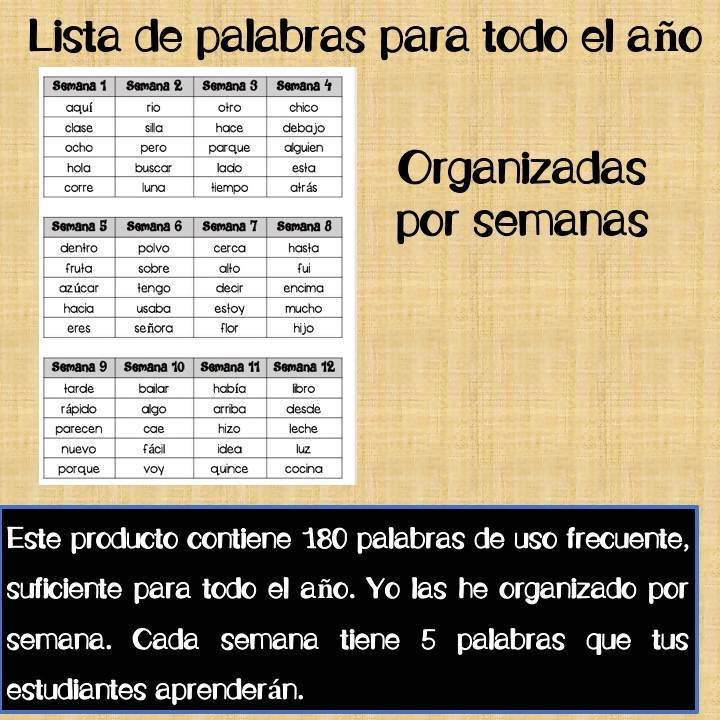 Sight words in Spanish/ Palabras de uso frecuente en español ...