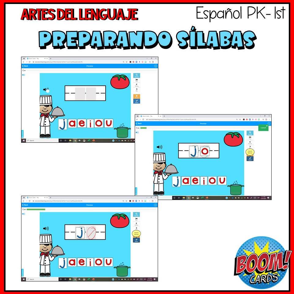 Preparar sílabas con n, f, b, j Boom Cards – Bilingual Marketplace
